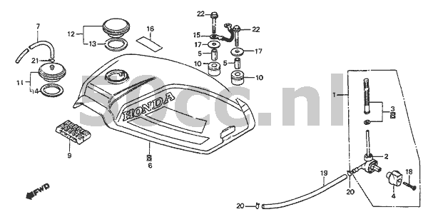 Exploded view honda - mt5 - benzinetankscooters, bromfietsen en 2-takt ...