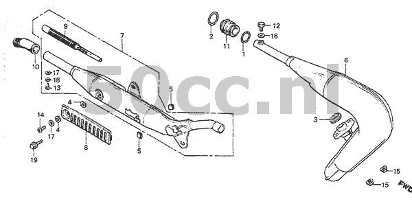 Exploded view honda - mt5 - uitlaatscooters, bromfietsen en 2-takt ...