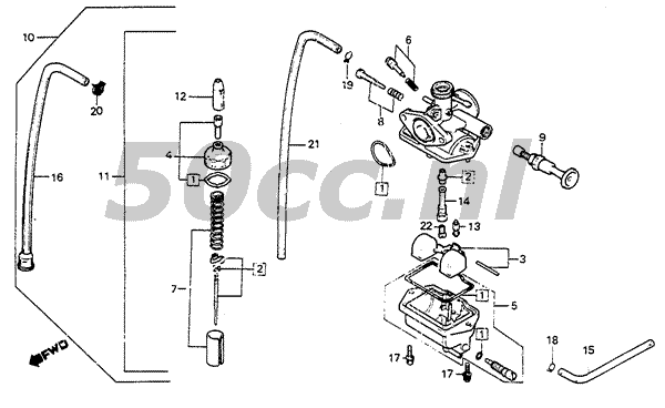 Exploded view honda - mb5 - carburateur 12mmscooters, bromfietsen en 2 ...