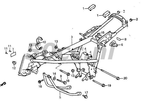 Exploded view honda - mb5 - framescooters, bromfietsen en 2-takt ...
