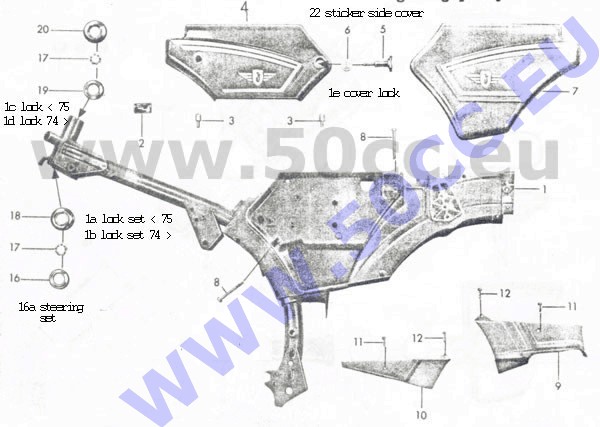 Exploded view zundapp - 517-05LA cs50 - framescooters, bromfietsen en 2 ...